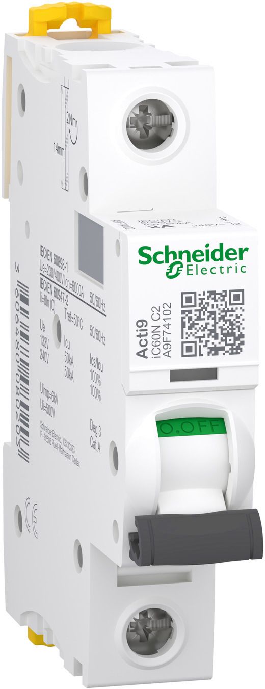 Миниатюрен автоматичен прекъсвач Schneider Electric 2А A9F74102 - store.bg