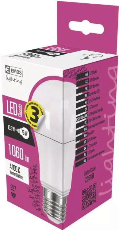 LED крушка за дома Emos E27 10.5 W 4100K - store.bg