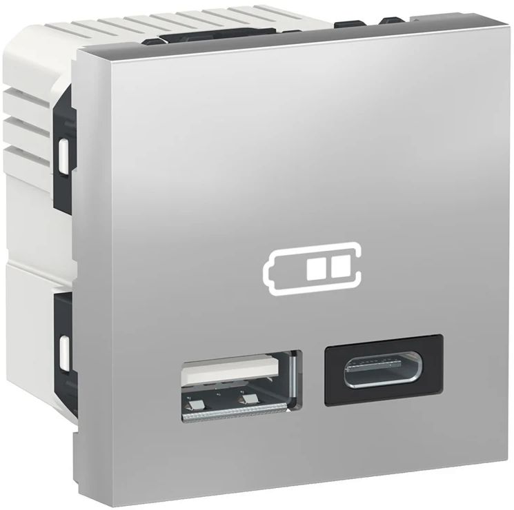 Двоен USB контакт зарядно Schneider Electric - store.bg