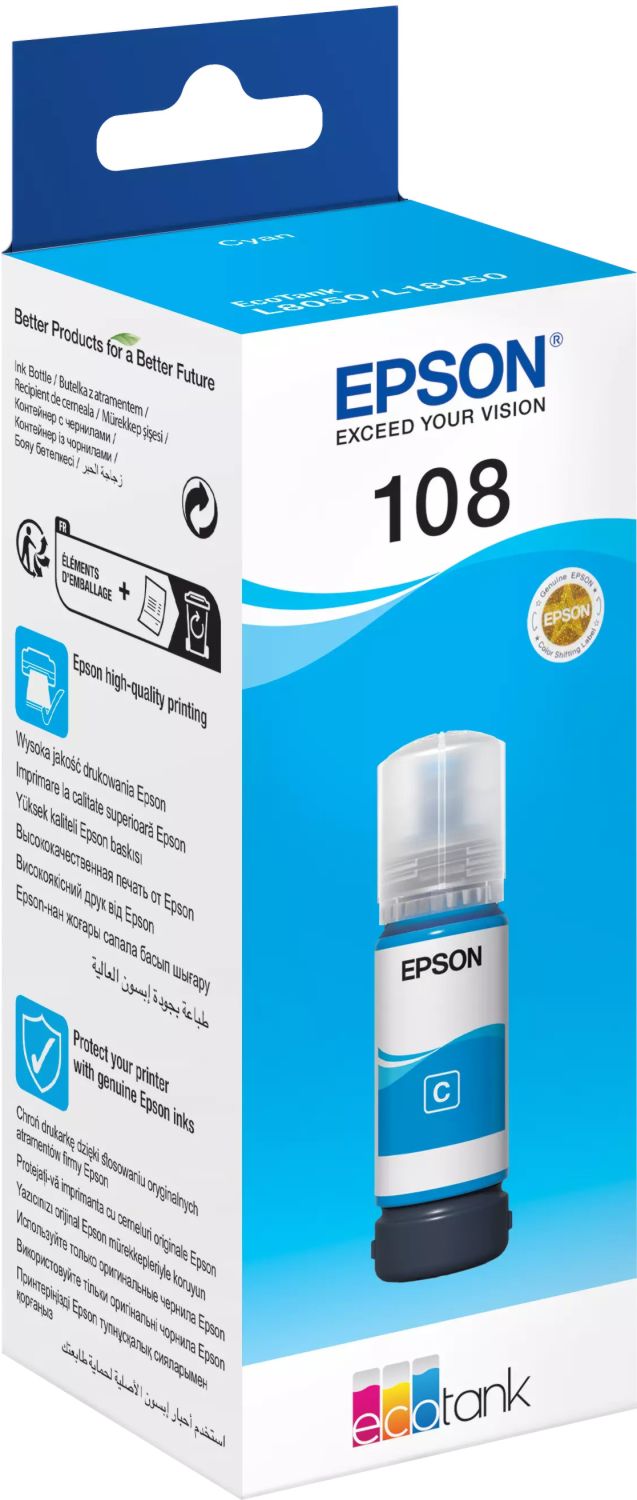 Мастило за принтер Epson 108 EcoTank Cyan - store.bg